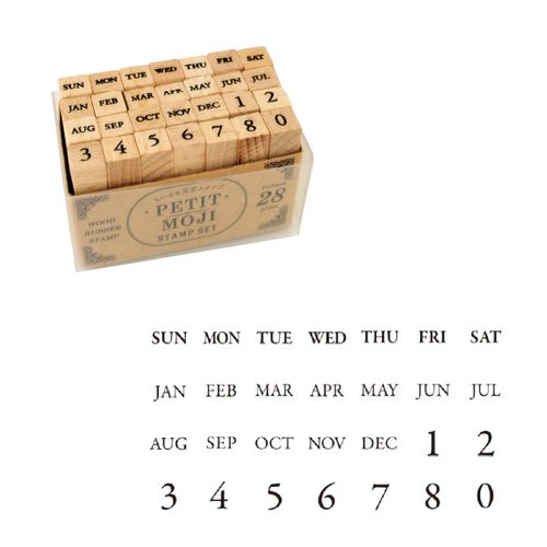 KODOMO NO KAO | Set Sellos Madera Petit Moji - Calendario Pequeño – Suikawaii