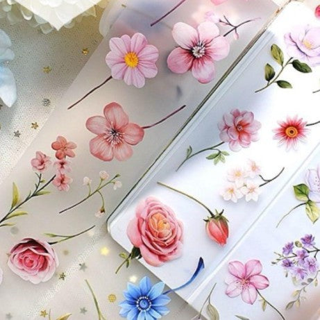 WB | Pegatinas en Rollo - Pink Flowers Matte – Suikawaii